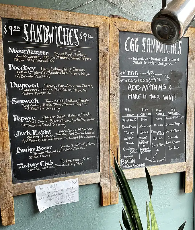 This isn't just a menu—it's a roadmap to sandwich nirvana. The "Mountaineer" alone is worth crossing county lines for.