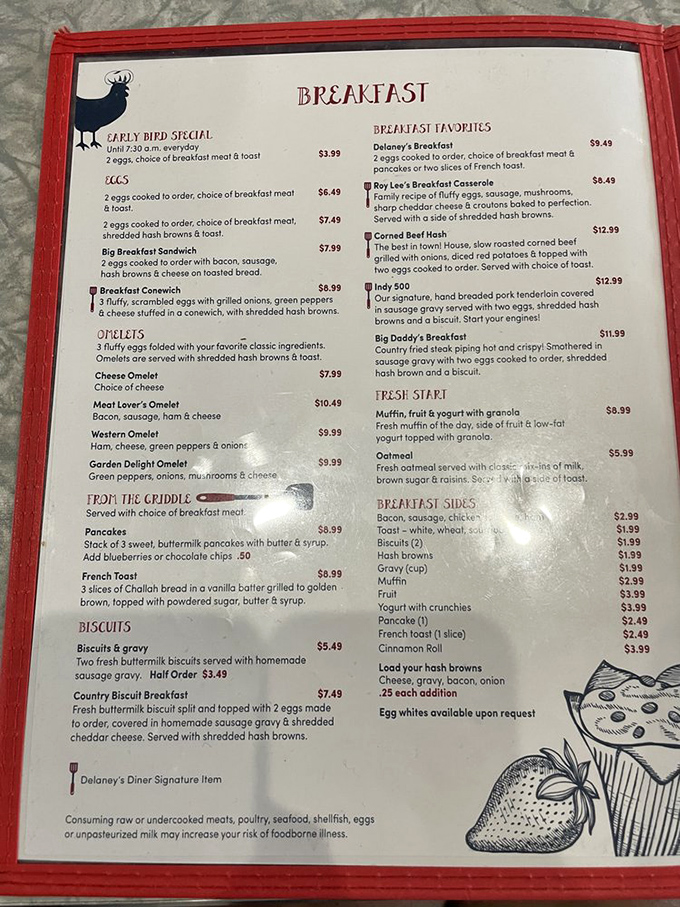 A menu packed with comfort classics – from Big Daddy's Breakfast to Roy Lee's Breakfast Casserole. Decisions, decisions!