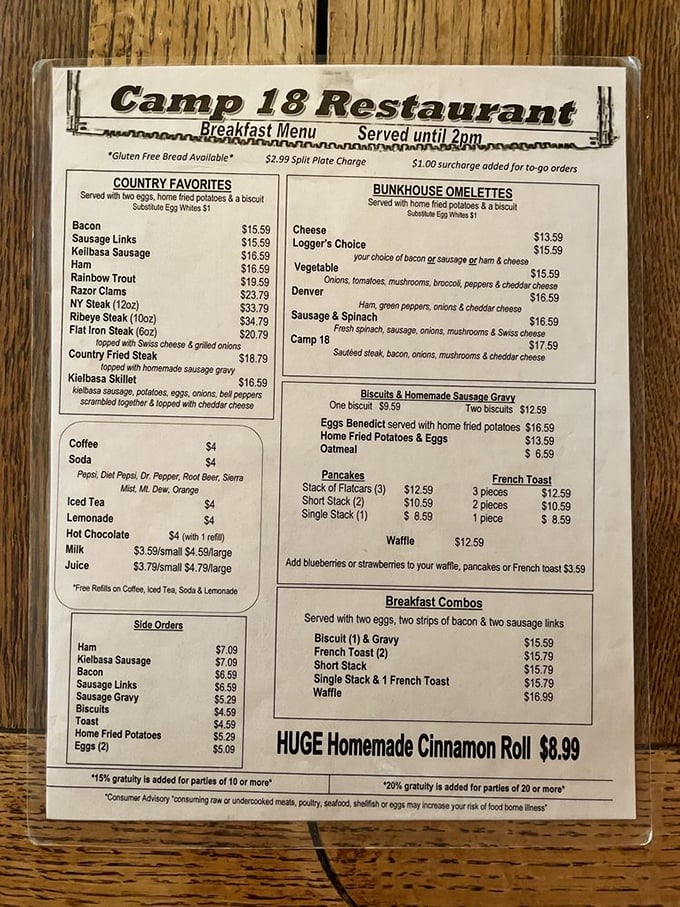 The breakfast menu reads like a love letter to morning indulgence—where "huge" isn't just a description, it's a solemn promise.