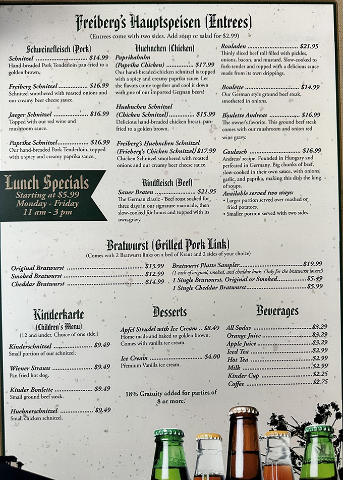 A menu that reads like a love letter to German cuisine – where "diet" is just a word people use in other restaurants.