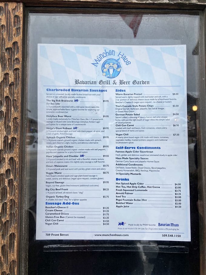 This menu isn't just a list—it's a roadmap to happiness. The Bavarian pretzel sits proudly at the top, like royalty among peasants. 