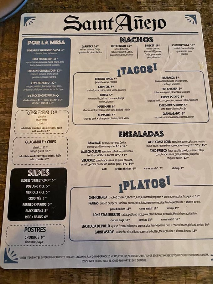 This menu isn't just a list of dishes—it's a roadmap to flavor country, with each item promising a different delicious detour.