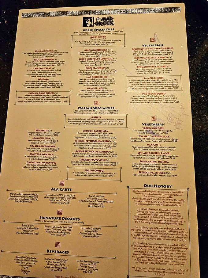 A menu that reads like a Mediterranean passport—each dish a delicious destination waiting to be explored. The hardest part? Deciding where to begin.