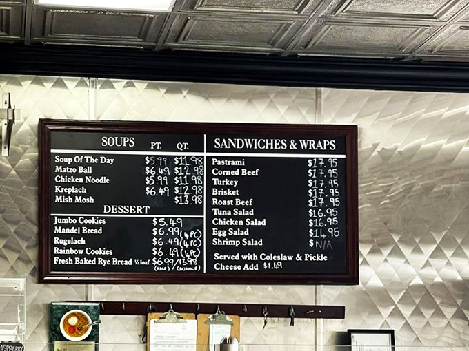 The menu board tells the whole delicious story—soups that warm the soul and sandwiches that require both hands and your full attention.