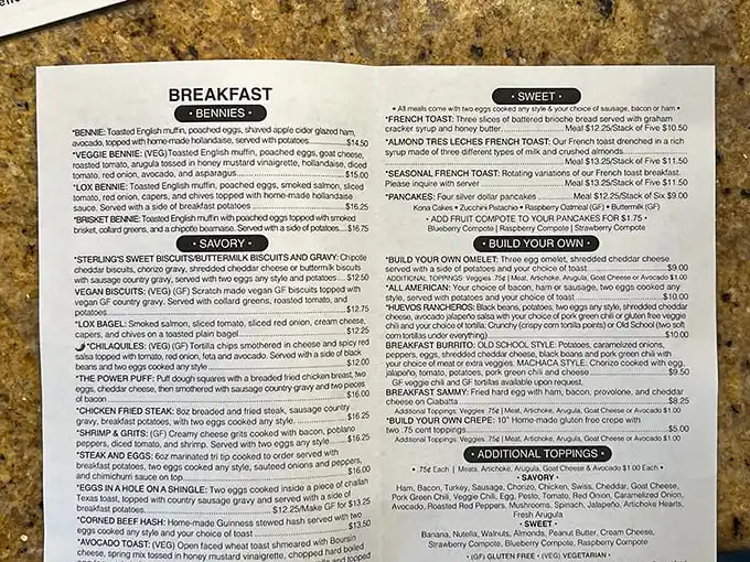 This menu reads like a love letter to breakfast enthusiasts. Take your time deciding—it's the most delicious homework you'll ever do. 