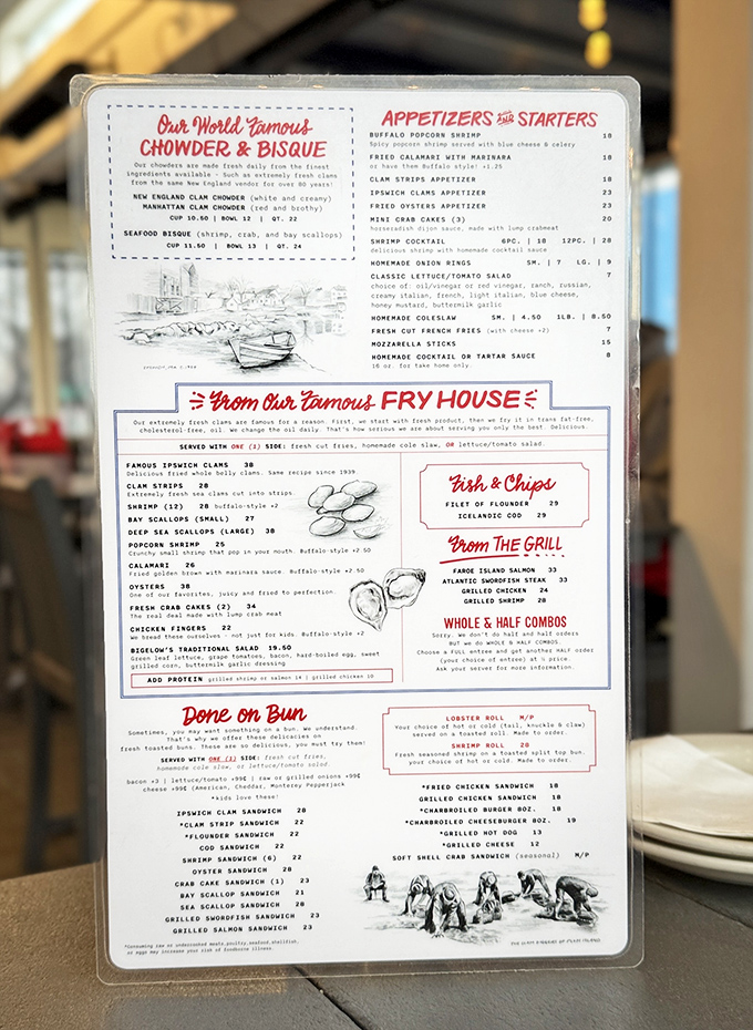 This menu isn't just a list of options—it's a maritime treasure map where X marks the spot for your next food obsession.