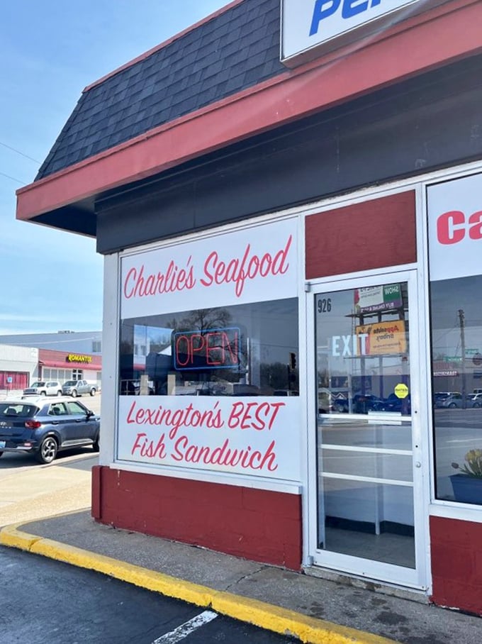 "Lexington's BEST Fish Sandwich" isn't just window dressing at Charlie's – it's a gauntlet thrown down to all other contenders.
