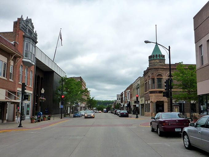 Decorah's tree-lined streets invite you to slow down and remember when "browsing" meant window shopping, not scrolling.