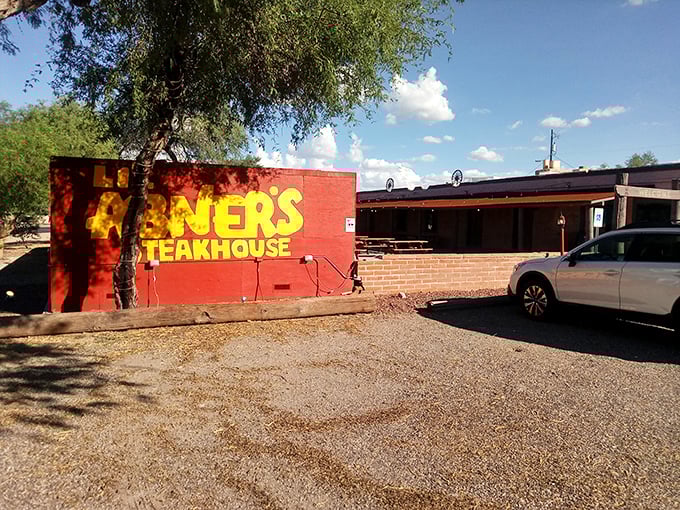 Li'l Abner's bold red exterior is like a dinner bell for your eyes. No pretension here – just the promise of serious steak.