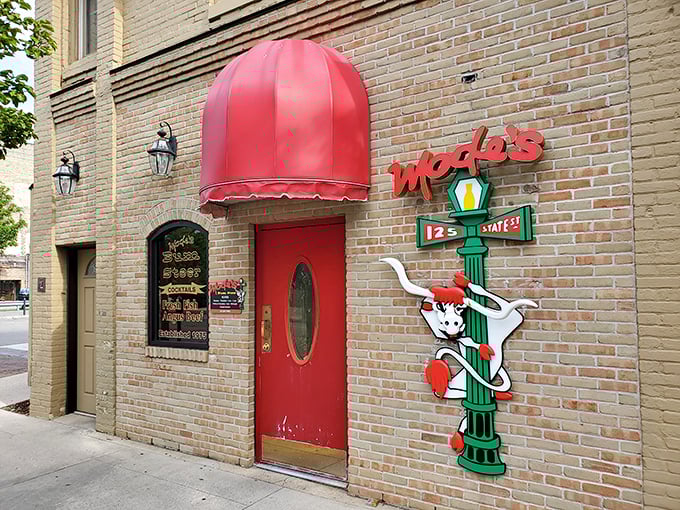 Mode's Bum Steer's brick exterior and cheeky red sign promise the kind of place where locals have been celebrating special occasions since bell-bottoms were cool.