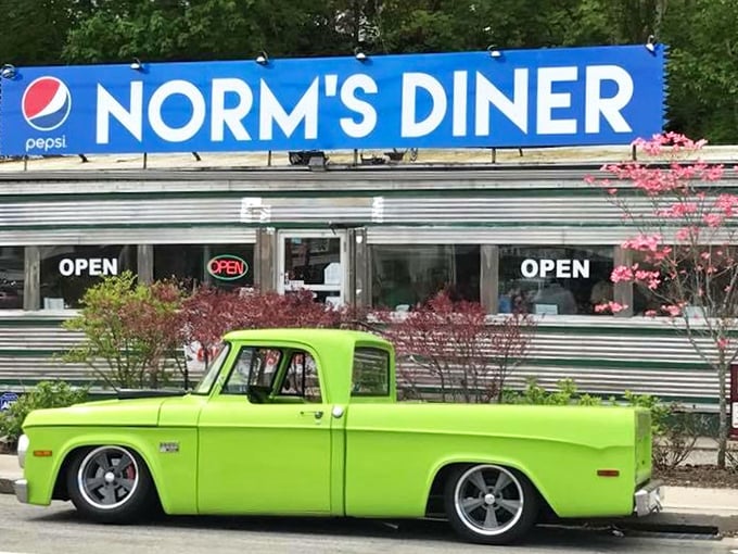 Norm's Diner's bold blue sign makes a simple promise that's kept for decades: good food served with no pretense.