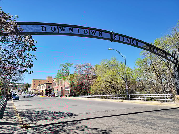 Silver City's welcoming downtown arch might as well say "Your Social Security Check Goes Further Here!"