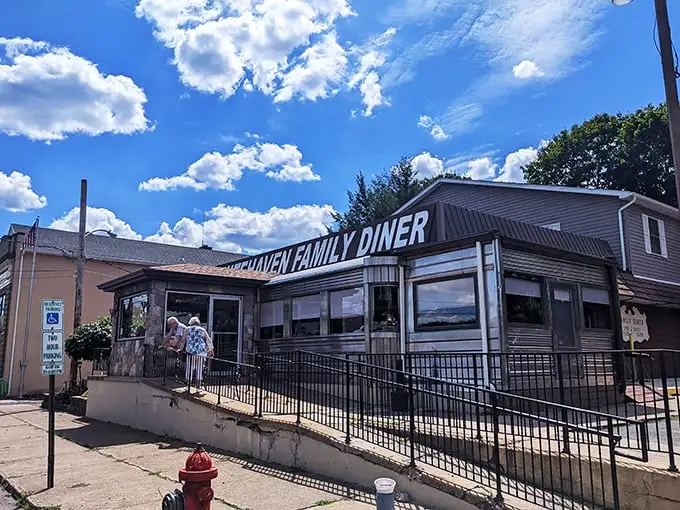 White Haven Family Diner (entrance): Stone facade meets comfort food heaven. Where locals have been solving the world's problems over coffee since forever.