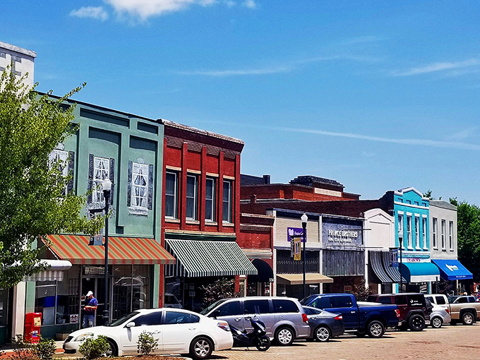 The rainbow of storefronts in Abbeville's downtown would make even the grumpiest visitor smile with delight.