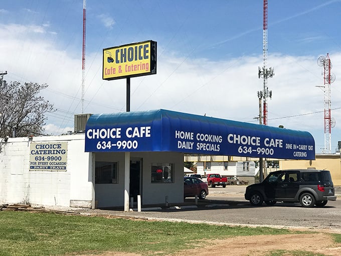 Blue awnings and yellow walls – Choice Cafe doesn't need fancy decor when the food speaks this loudly.