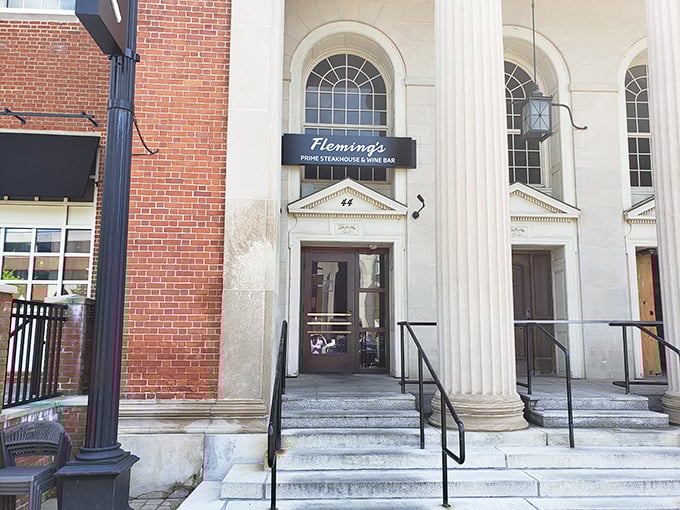 Those classic columns aren't just for show – they're guarding some of the most perfectly prepared prime cuts in Connecticut.