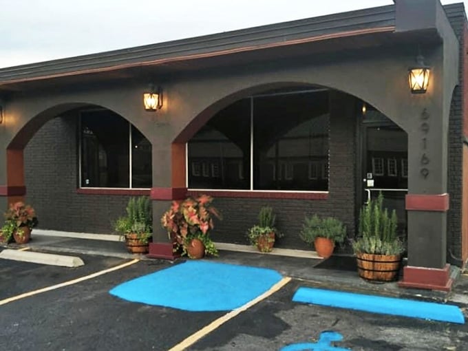 Clear blue skies frame Fuego's distinctive building, where steaks sizzle and Latin flavors dance across your taste buds.