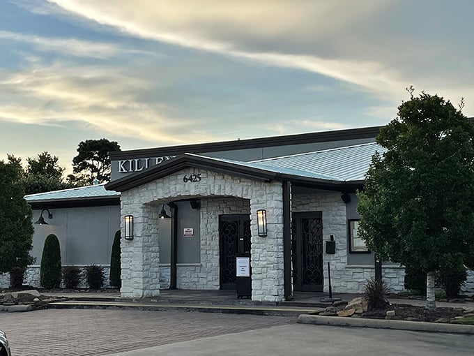 As the sun sets, this temple of Texas beef transforms from elegant steakhouse to glowing culinary sanctuary.