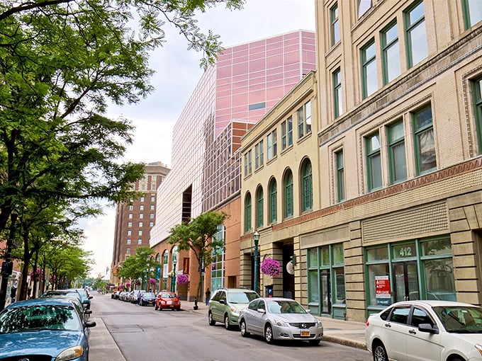 The Syracuse skyline reaches toward blue skies, offering big-city amenities with a surprisingly manageable cost of living.