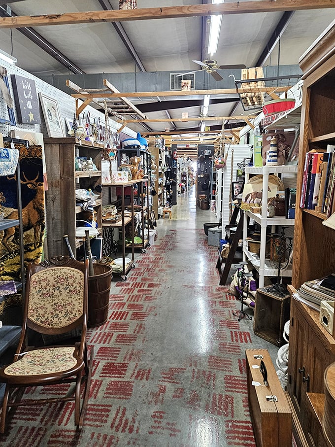 Narrow aisles, endless treasures. Walking through here feels like navigating your eccentric aunt's basement – in the best possible way.