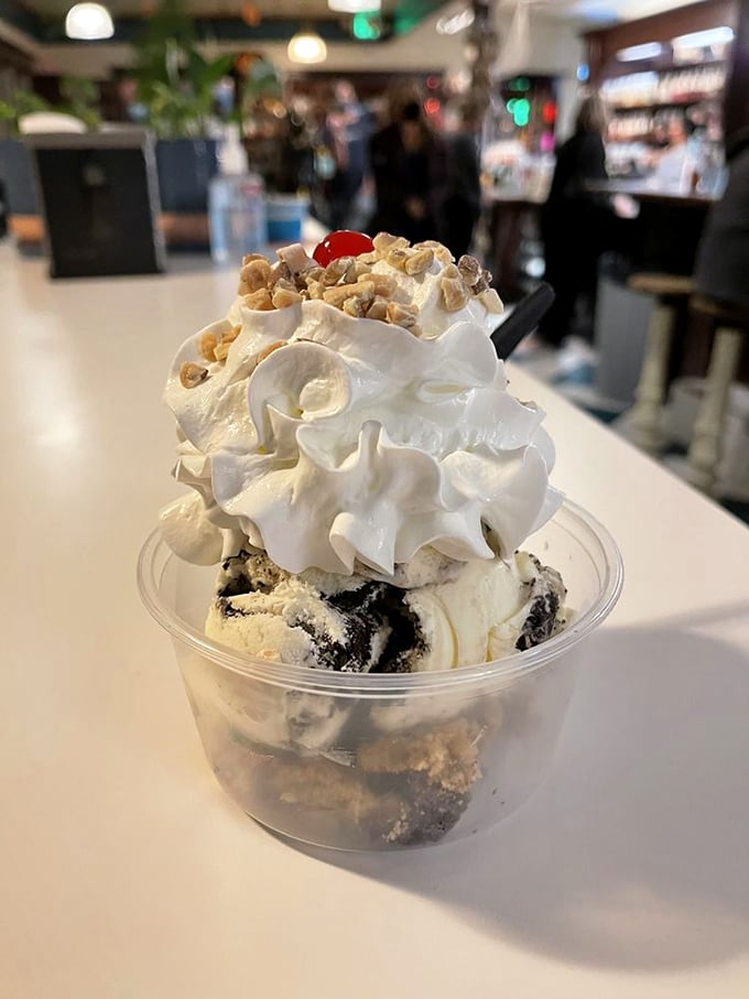 Mountains of whipped cream, chunks of cookie, and that signature cherry—this sundae doesn't just satisfy cravings, it creates memories.