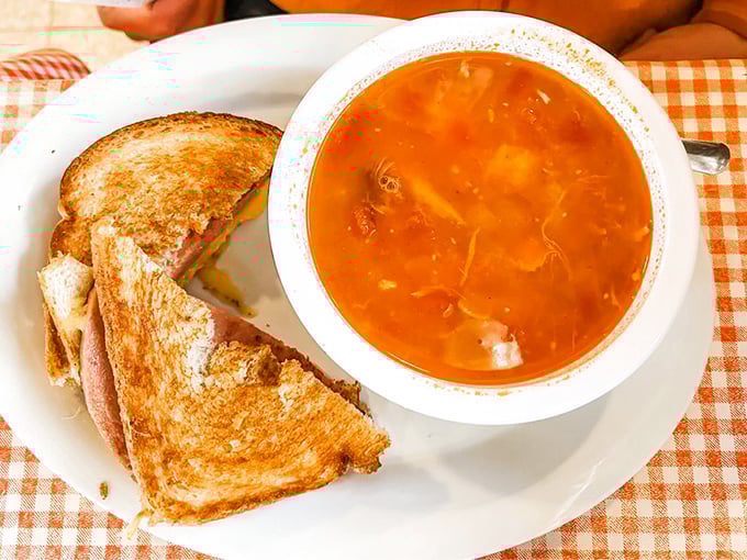 Brunswick stew and a grilled cheese sandwich—the comfort food combo that makes you want to call your mother and thank her for teaching you about the good things in life.