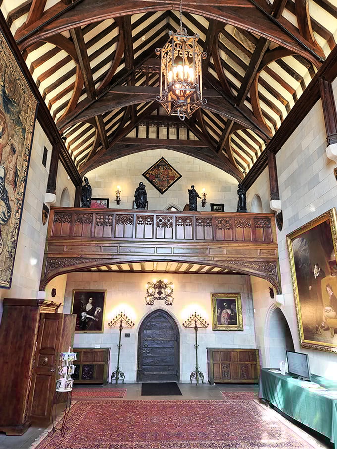 The minstrel's gallery overlooks the Great Hall, where you half-expect Henry VIII to stroll in demanding dinner while suits of armor stand eternally at attention.