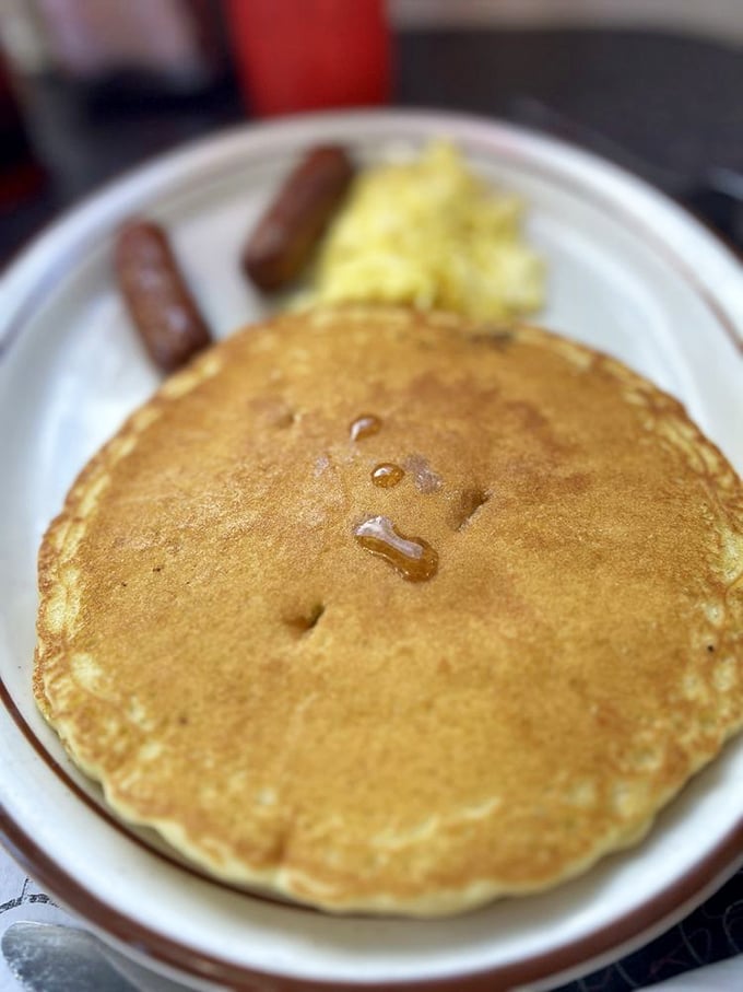 The perfect pancake doesn't exi— Oh wait, there it is. Golden-brown, fluffy, and ready for its maple syrup waterfall moment.