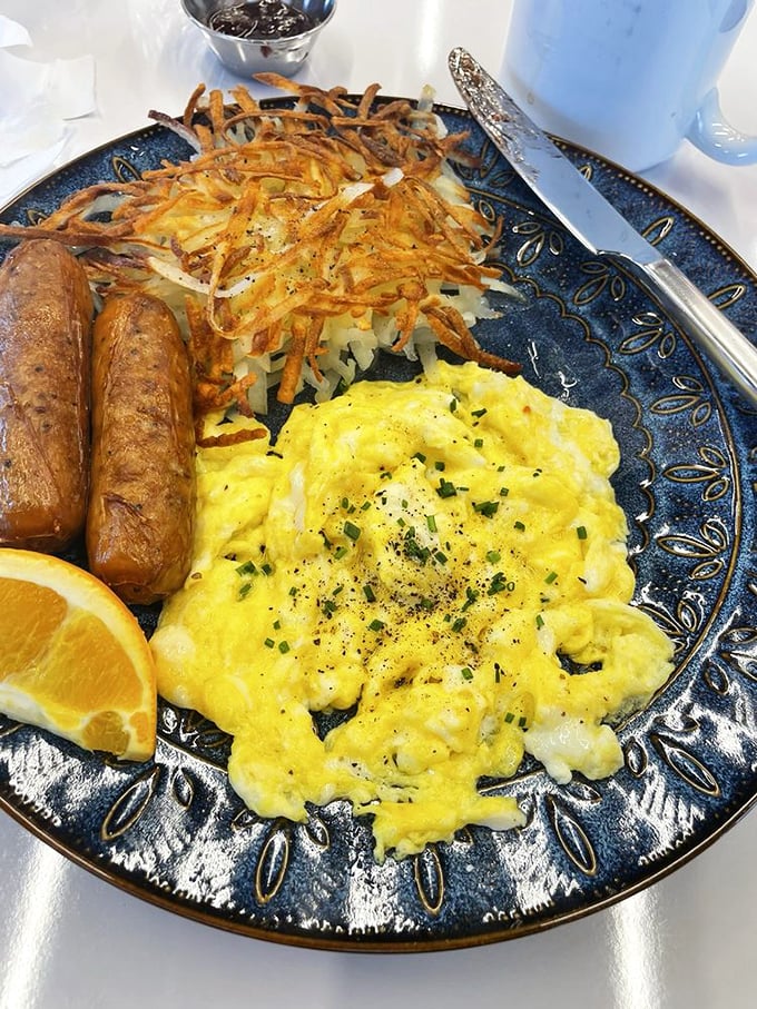 Scrambled eggs that look like sunshine, hashbrowns with the perfect crisp-to-tender ratio, and toast that makes you question all other bread relationships.