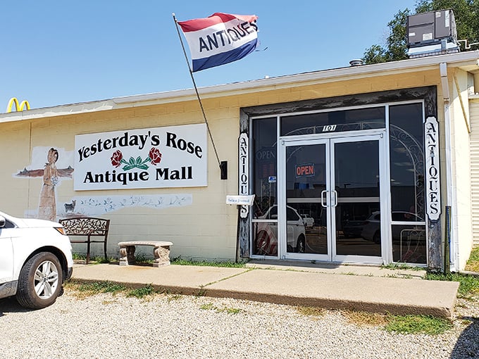 Yesterday's Rose Antique Mall waves its flag proudly—a treasure hunter's embassy where diplomatic relations with your wallet may become strained.