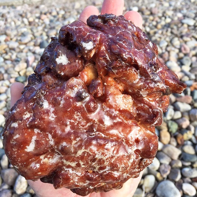 Behold the apple fritter—nature's perfect food. Crispy, craggly exterior giving way to tender, apple-studded interior that makes grown adults weep with joy. 