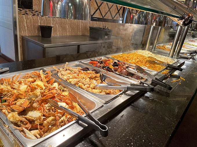Seafood station nirvana! These crab legs and shellfish are the reason stretchy pants were invented. One look and you can almost taste the sweet, briny goodness.