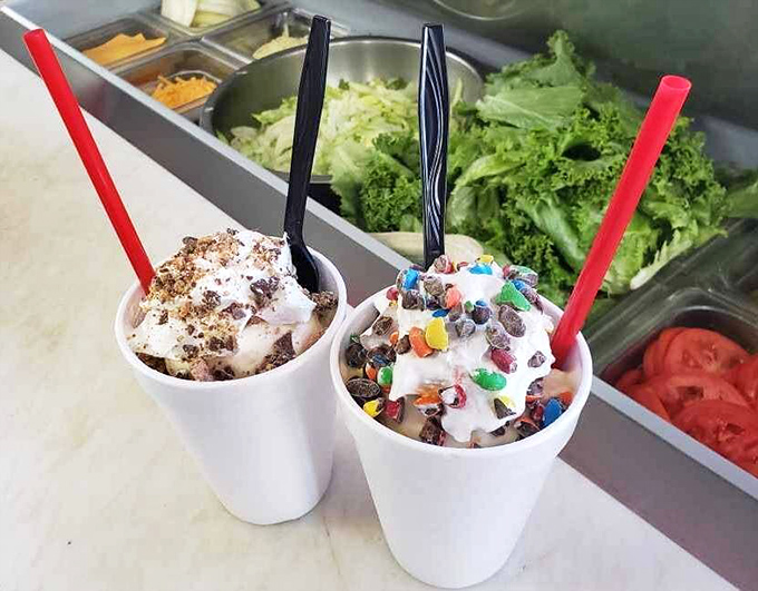 Ice cream architecture at its finest! These towering masterpieces prove that sometimes the most impressive structures aren't built by Frank Lloyd Wright.
