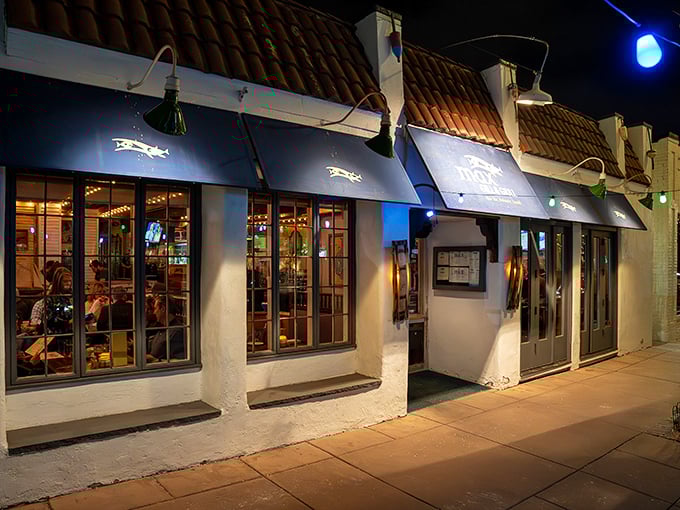 As night falls, Max Gill & Grill transforms into a beacon for seafood seekers. Those warm lights promise comfort food with a coastal twist.