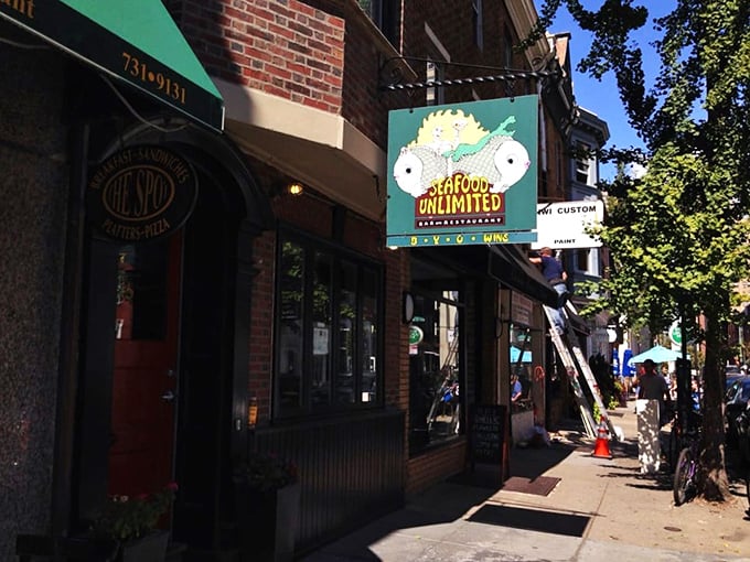 Nestled among Philly's brick storefronts, Seafood Unlimited's cheerful façade invites you into a world where seafood rules and pretension doesn't.