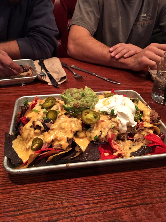 Nachos reimagined as a barbecue delivery system. When chips meet brisket and jalapeños, it's like a flavor fiesta that nobody wants to leave.