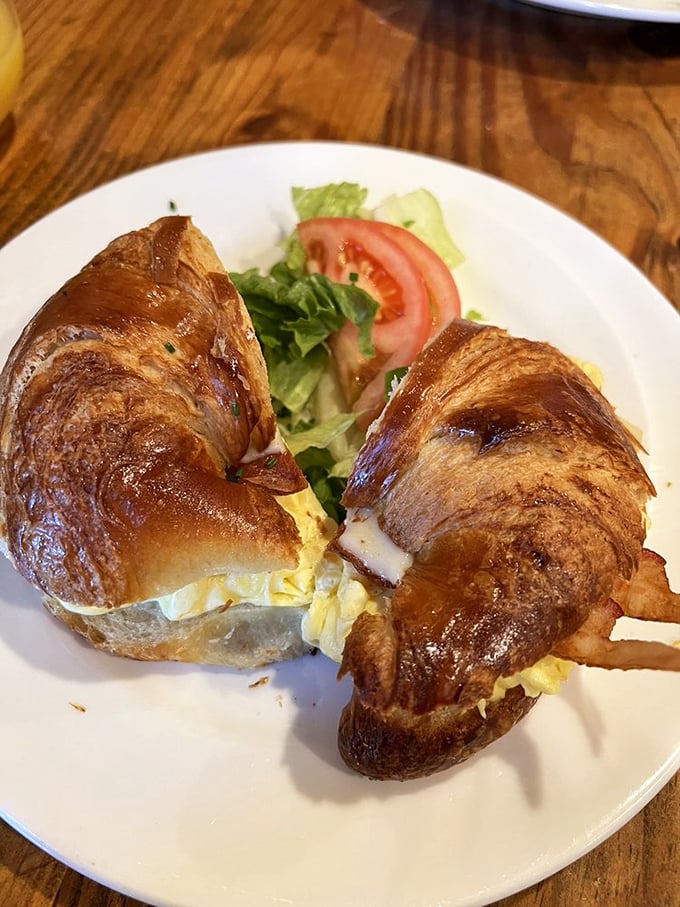 The humble croissant sandwich—proof that the French understood breakfast architecture long before the rest of us started stacking things.