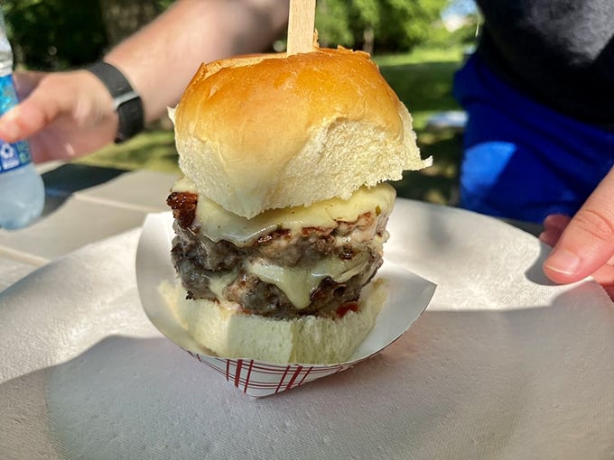 The double cheeseburger at Harry's doesn't just satisfy hunger—it obliterates it. Two perfectly grilled patties with cheese melting between them like a dairy lava flow.