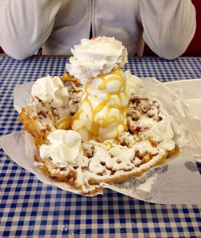 The funnel cake sundae that launched a thousand diets—and was worth breaking every single one. Crispy, creamy, caramel-drizzled bliss.