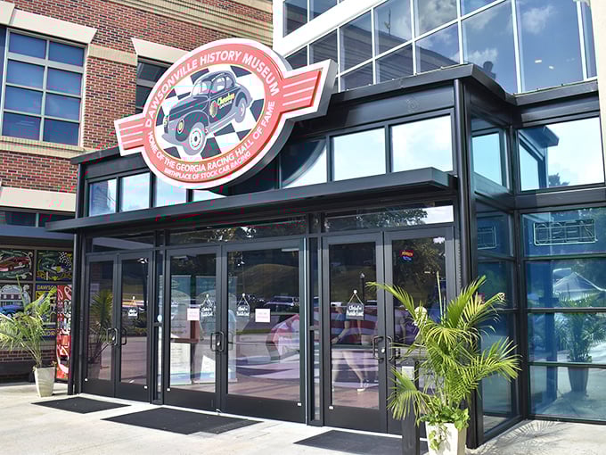 The museum's distinctive logo bridges Dawsonville's dual identity—a quaint mountain town that happens to have racing fuel pumping through its veins.