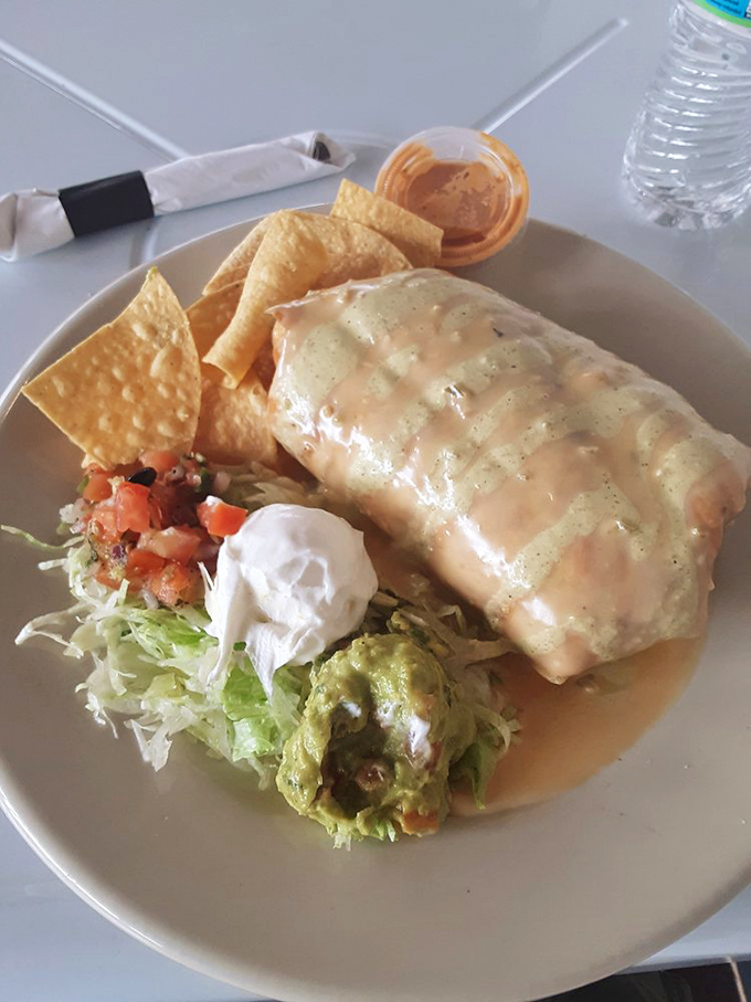This burrito didn't just get fried – it got promoted to royalty, crowned with queso and dressed in sauces that'll make your taste buds stand at attention. 