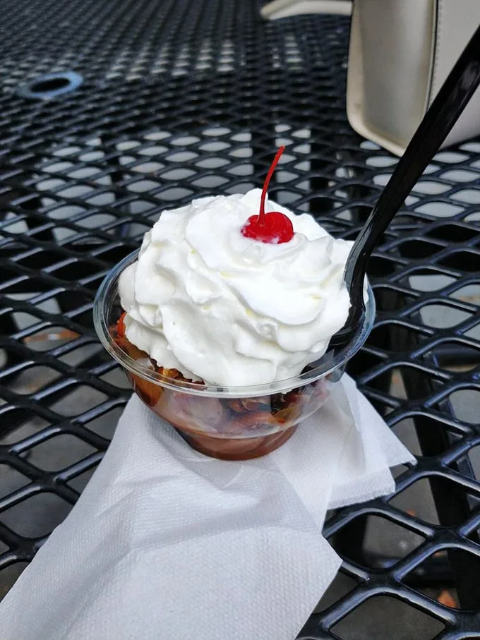 The hot fudge sundae: where cream meets dream. That cherry isn't garnish—it's the exclamation point on a statement of deliciousness.