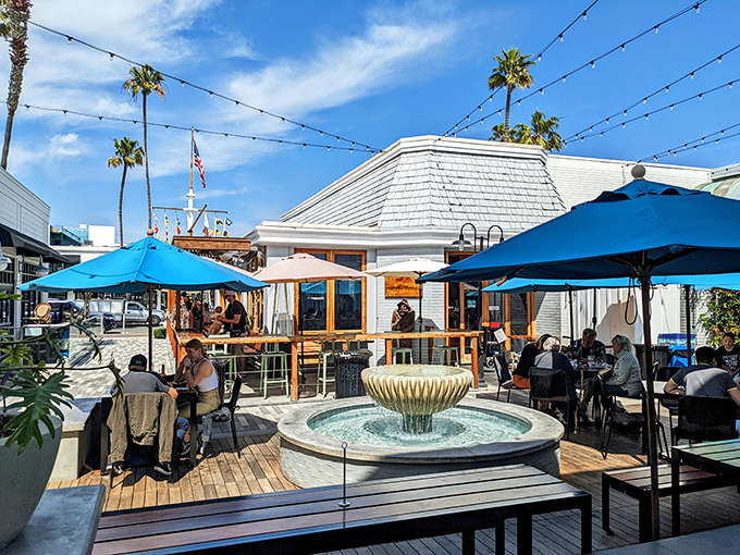 Bear Flag's crisp white nautical design feels like Newport Beach in building form – clean, breezy, and hiding incredible seafood treasures inside.
