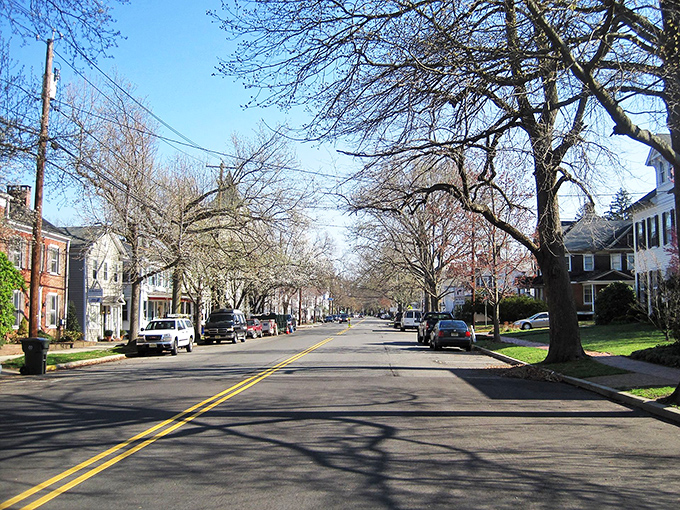 Cranbury's main drag – where every house seems to whisper, "Slow down and appreciate me, will ya?"