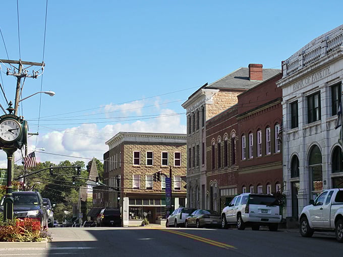 Fayetteville's main street offers a splash of color against the mountain backdrop—like finding a rainbow in your own backyard.