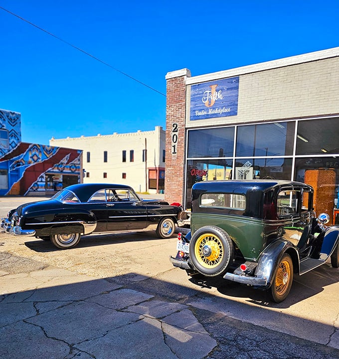 Vintage cars outside Fifth J set the tone. When the parking lot looks this good, imagine what's waiting inside!