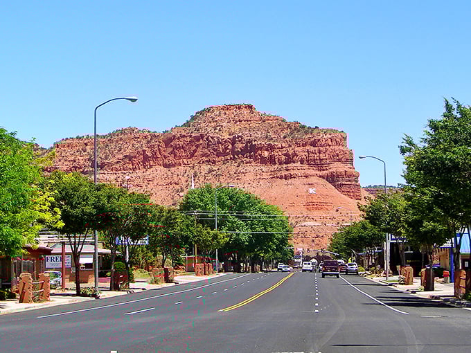 Kanab's streets lead straight to those magnificent red rock formations—nature's version of a welcome sign.