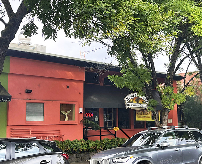 The welcoming facade of Bamboo Grove, where Hawaiian sunshine brightens even the grayest Oregon day.