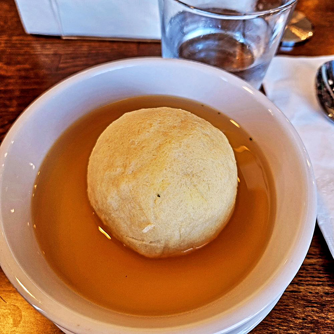 Golden broth cradling a perfect matzo ball—the deli equivalent of Michelangelo's David. A soup that demands a moment of silence.