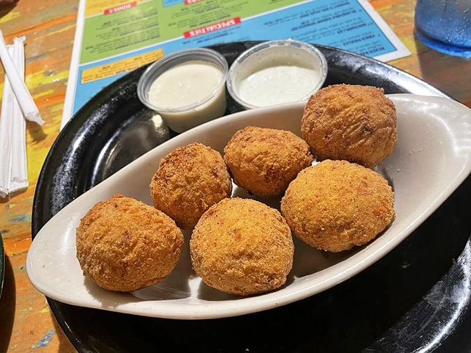 Beach Balls that won't get sand in your swimsuit! These boudin spheres of joy come with dipping sauces that'll make you forget your manners.